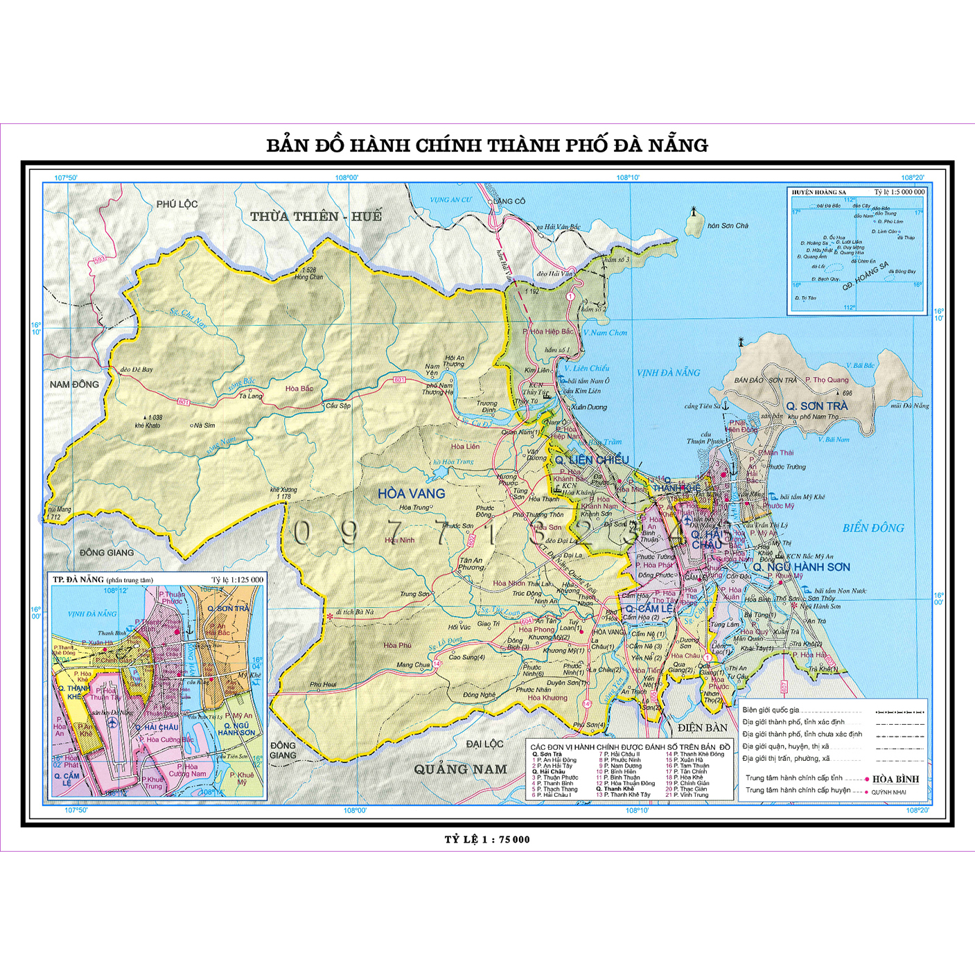 Bản đồ hành chính thành phố Đà Nẵng